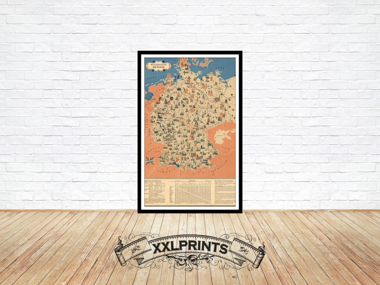Old Pictorial Map of Germany 1950 Fine Reproduction Large - Etsy