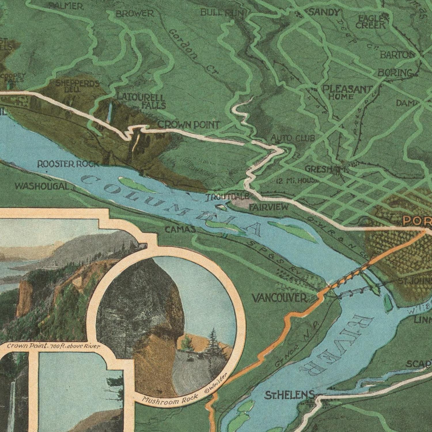 Old Map of Columbia River Highway Oregon 1919rareantique | Etsy