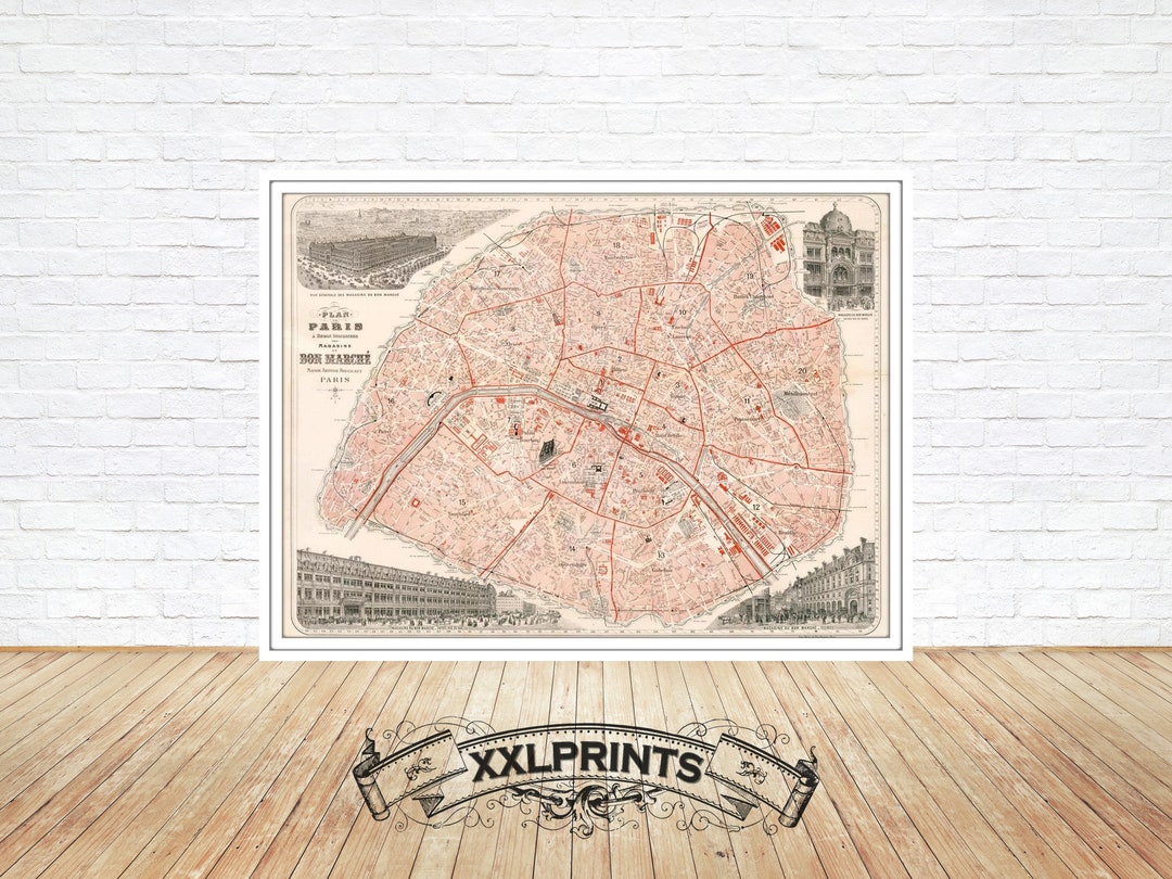Paris Map Print: 1892 Old City Plan, Fine Art Reproduction - Etsy