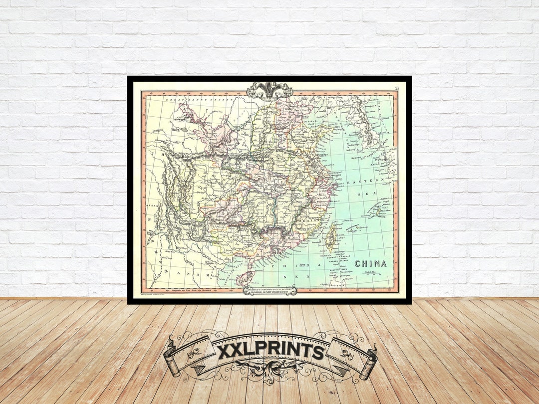 Old Map of China, 1850, Cruchley's Maps, Fine Reproduction, Fine Art ...