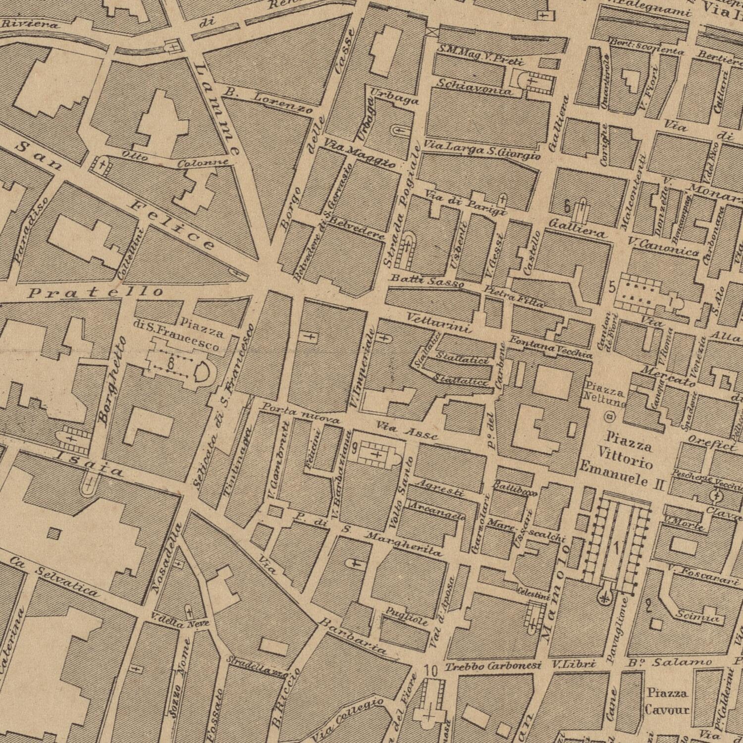 Mapa antiguo de Bolonia 1865 plano de la ciudad muy raro | Etsy España