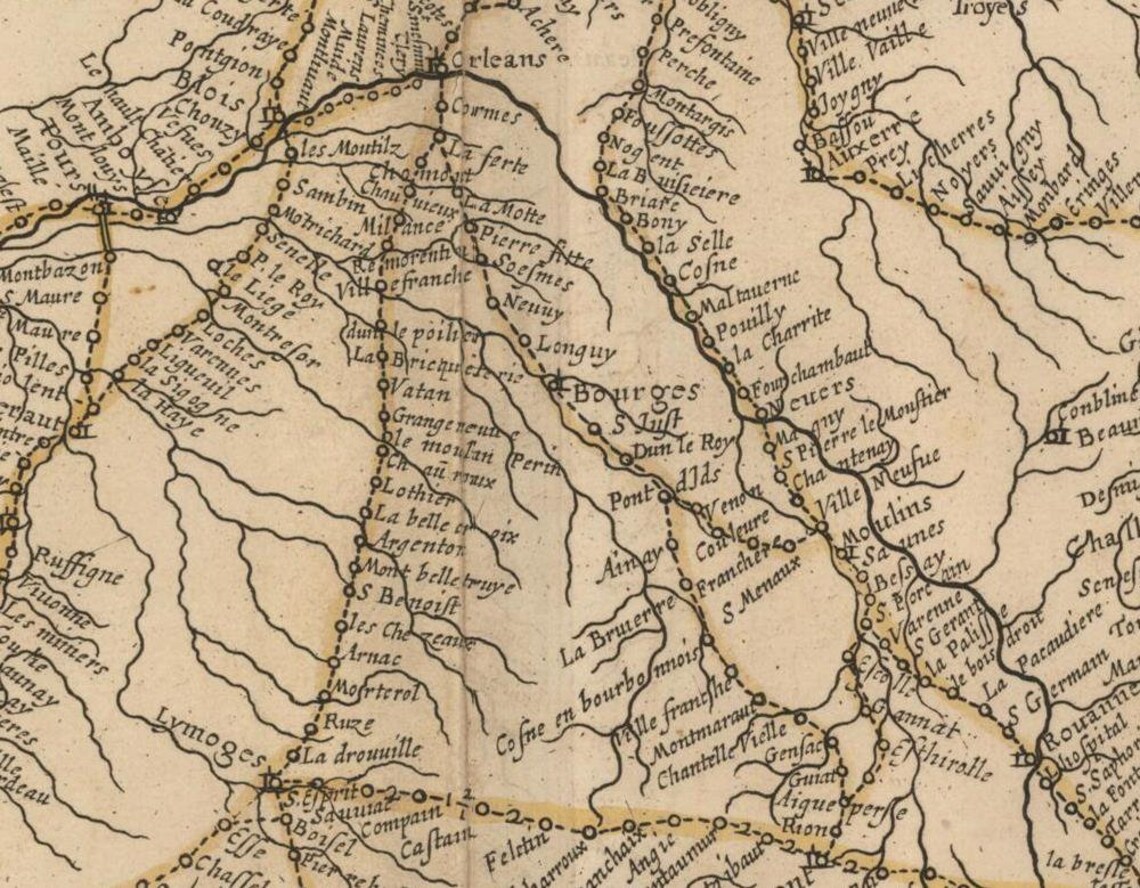 Antique Map of First Royal Postal Routes of France 1632old | Etsy