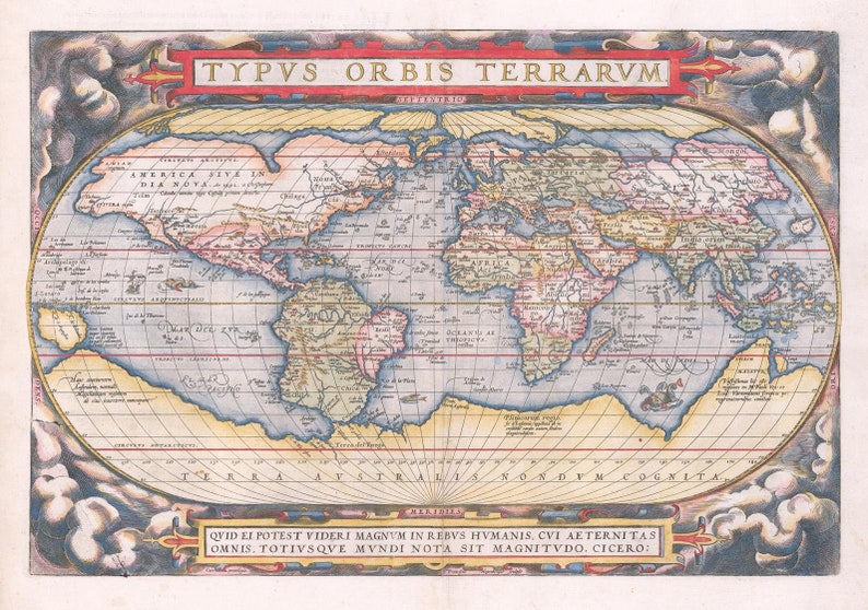 Ancient Map of the World 1584 Very Rare Beautiful Map Fine - Etsy