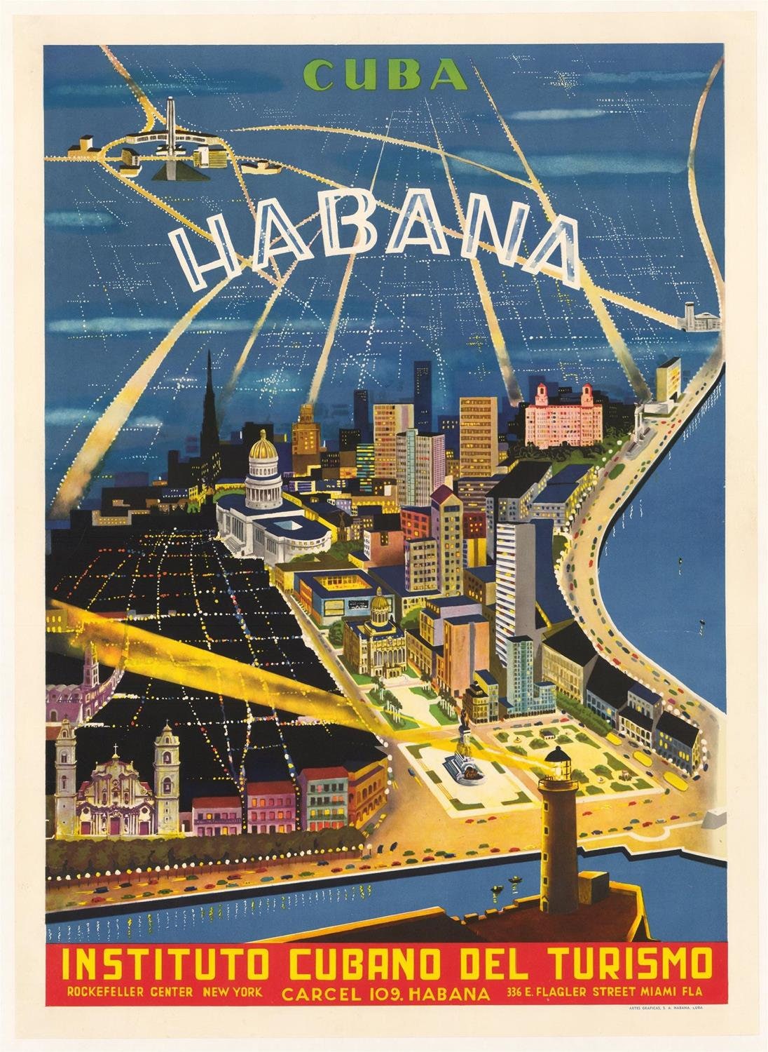 Havana Cuba Vintage Travel Poster: 1950s Fine Art Print - Etsy