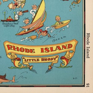 1935 Rhode Island Cartoon Map: Fine Art Print Reproduction - Etsy