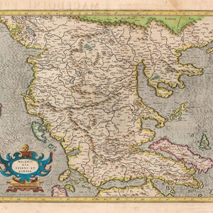 Mapa antiguo de Macedonia y Acaya, 1613, mapa raro, antiguo ...