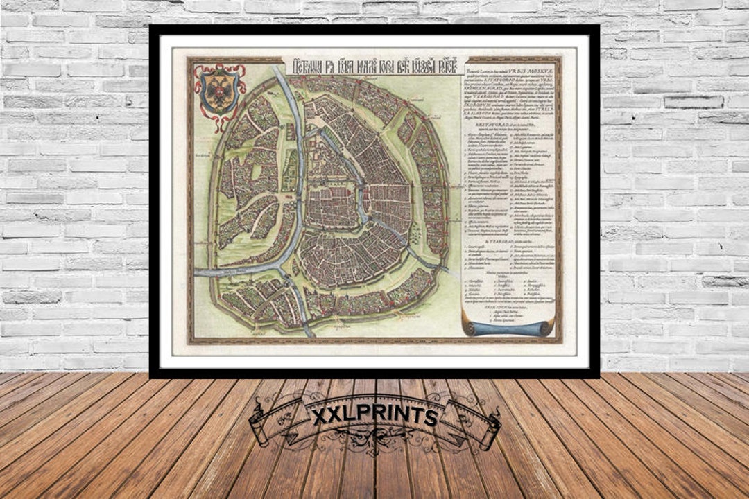 Ancient Map of Moscow, Russia, 1642,extremely Rare Map,city Plan,fine ...