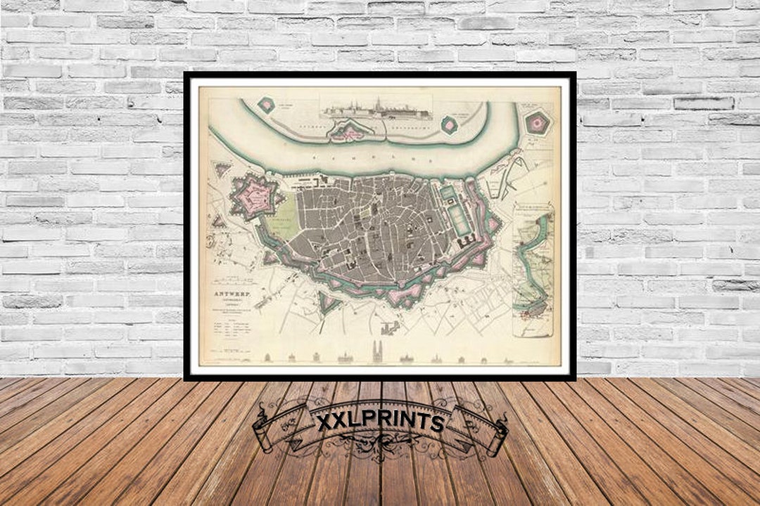 Antique Map of Antwerp 1832: Fine Art Giclée Print - Etsy