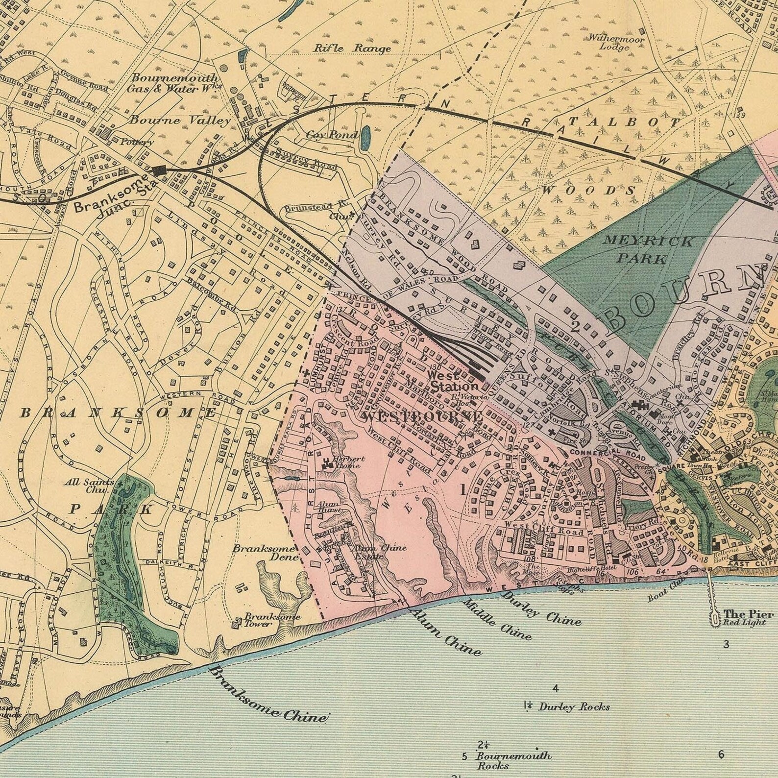 Old Map of Bournemouthcity Plan1890rare Mapantique - Etsy