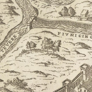 Ancient Map of Ostia, 1602, Old View, Very Rare, Fine Reproduction ...