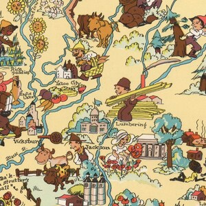 1935 Mississippi Cartoon Map: Vintage Pictorial Art Print - Etsy