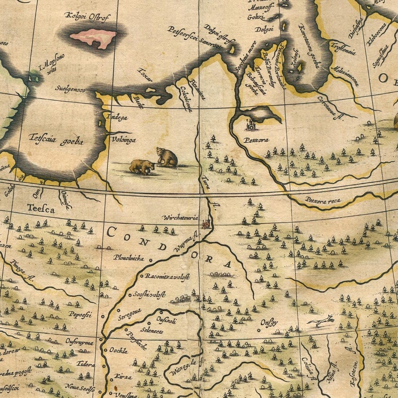 Ancient Map of Russia, 1650, Very Rare Mp, Beautiful Map, Fine ...