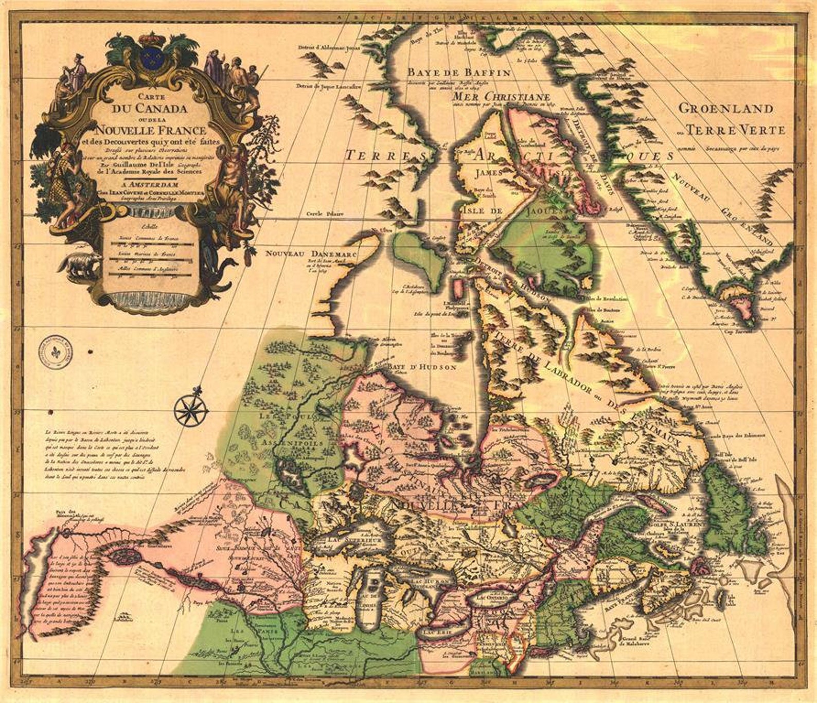 Antique Map of Canada New France 1730 Rare Map Fine | Etsy