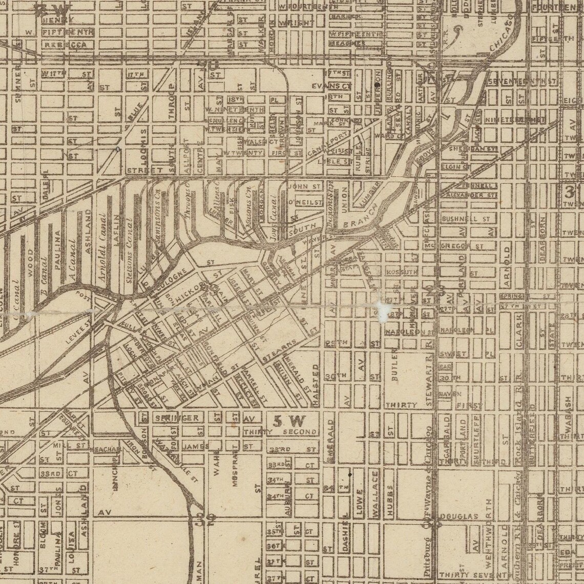 Old Map of Chicago 1880 City Plan Antique Fine - Etsy