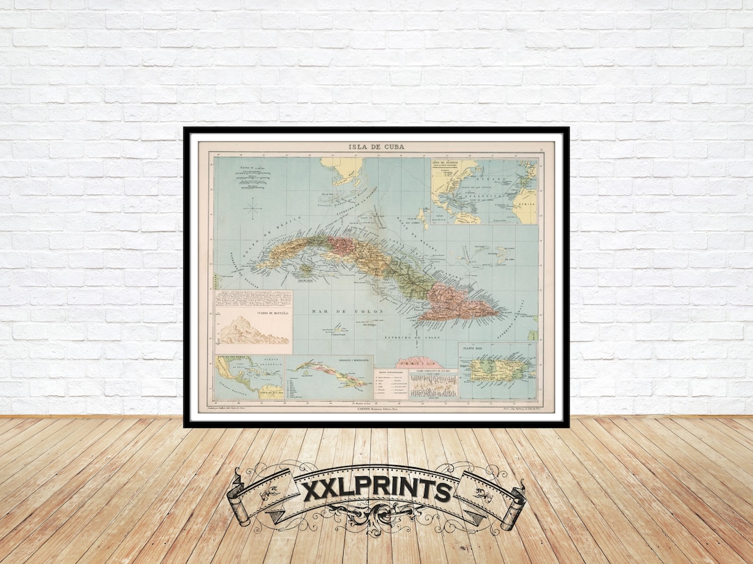 Antique Cuba Map Print: 1885 Fine Art Reproduction - Etsy
