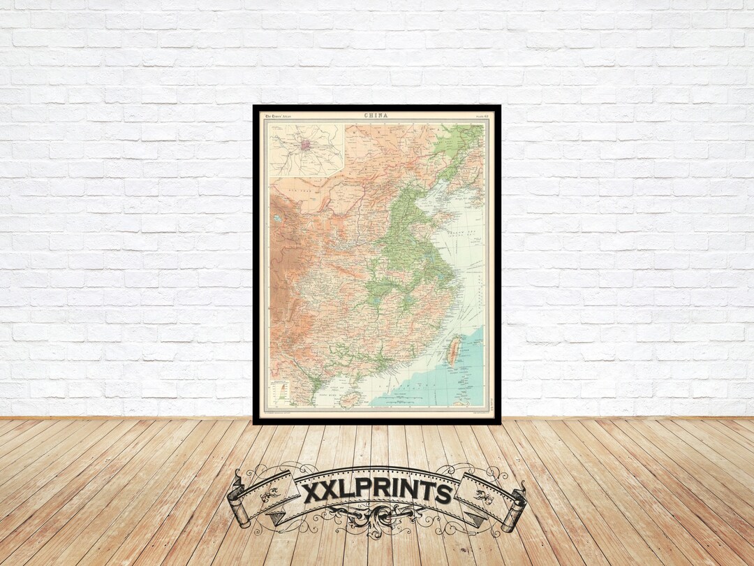 1922 China Map Print: Vintage Fine Art Reproduction, Oversize - Etsy