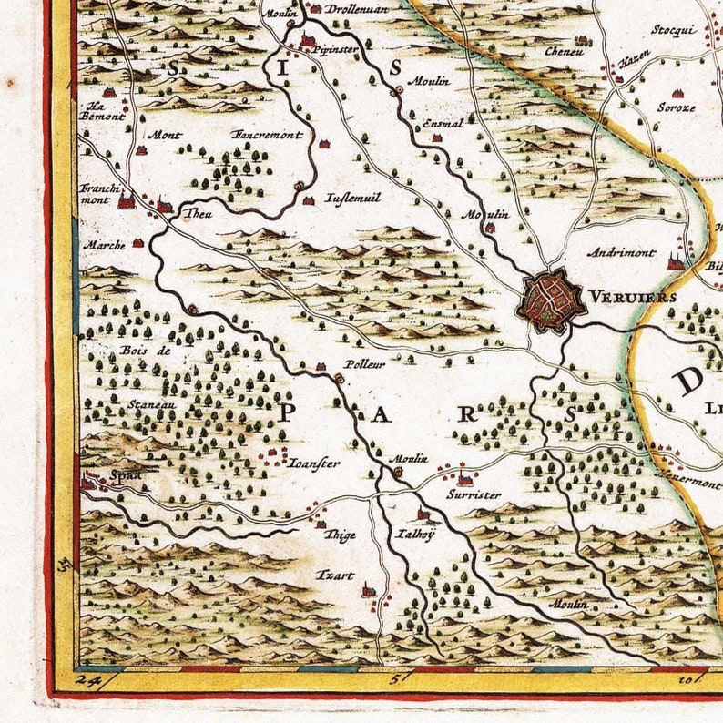 Limburg Netherlands Map Print: 1680 Antique Fine Art Reproduction - Etsy