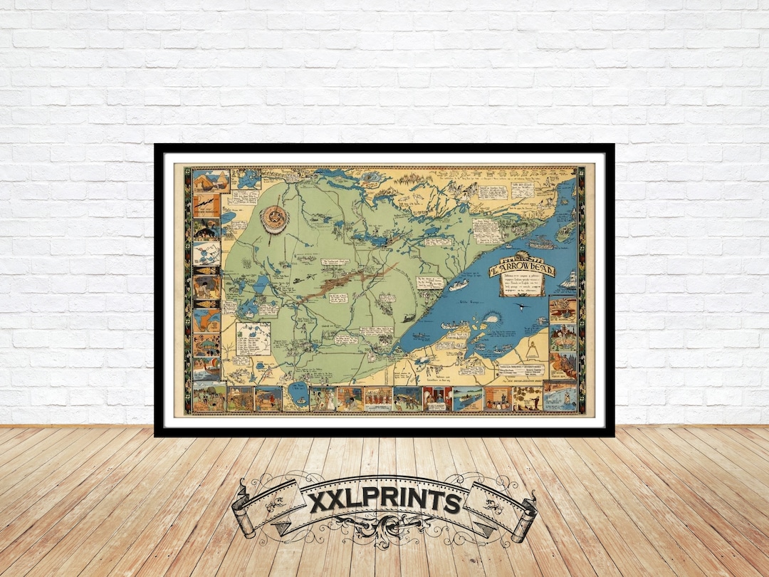 Arrowhead Minnesota Map Art Print: 1935 Antique Oversize Reproduction ...