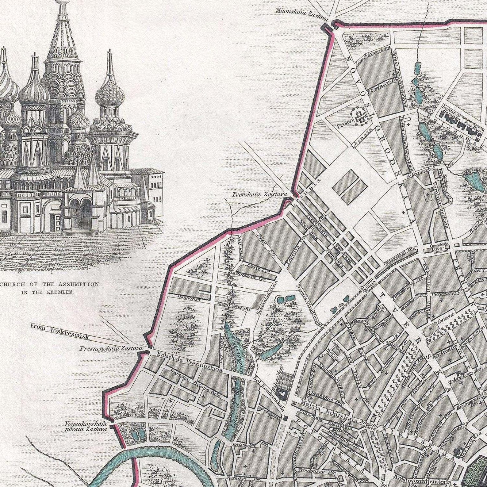 Moscow Map Print: 1836 Antique City Plan Reproduction - Etsy