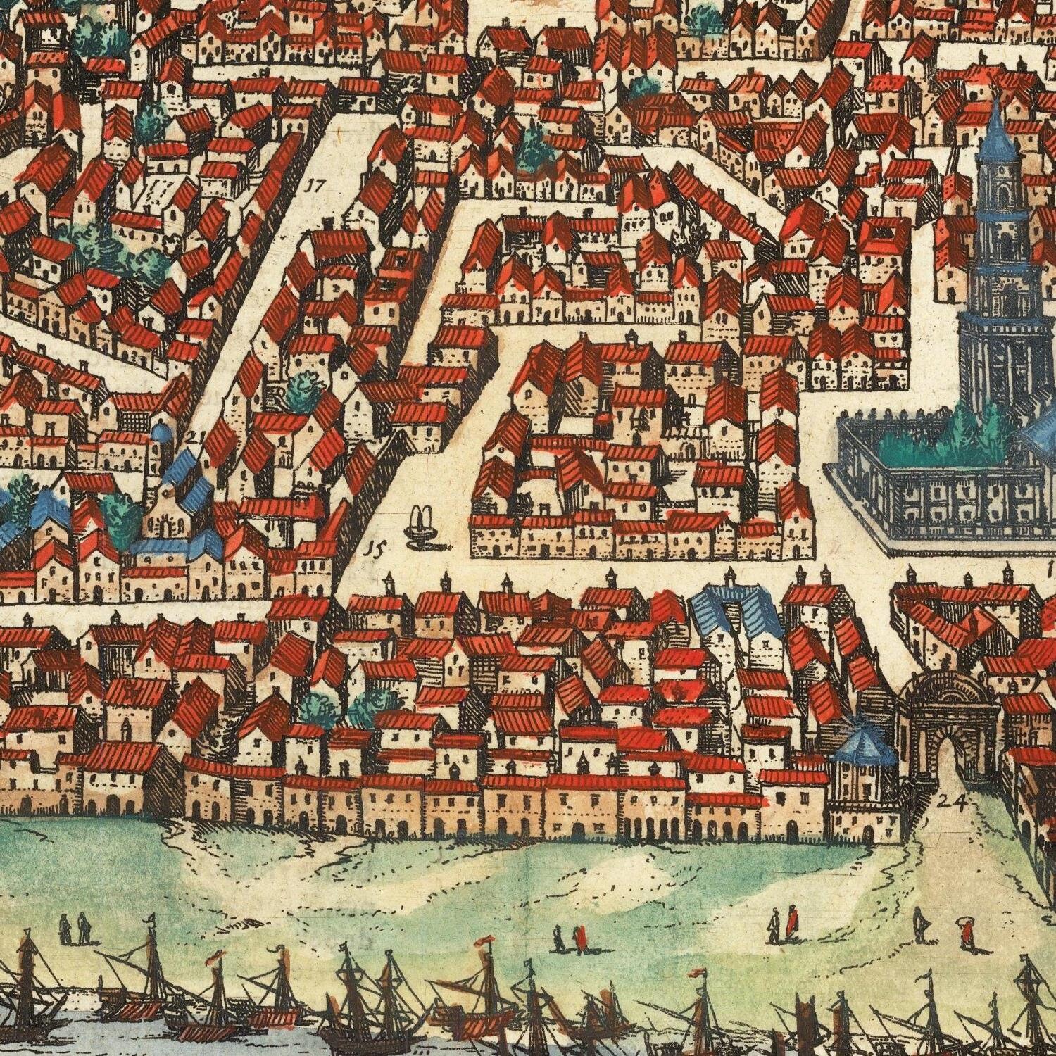 Ancient map of Sevilla 1588 very rare bird's eye view | Etsy