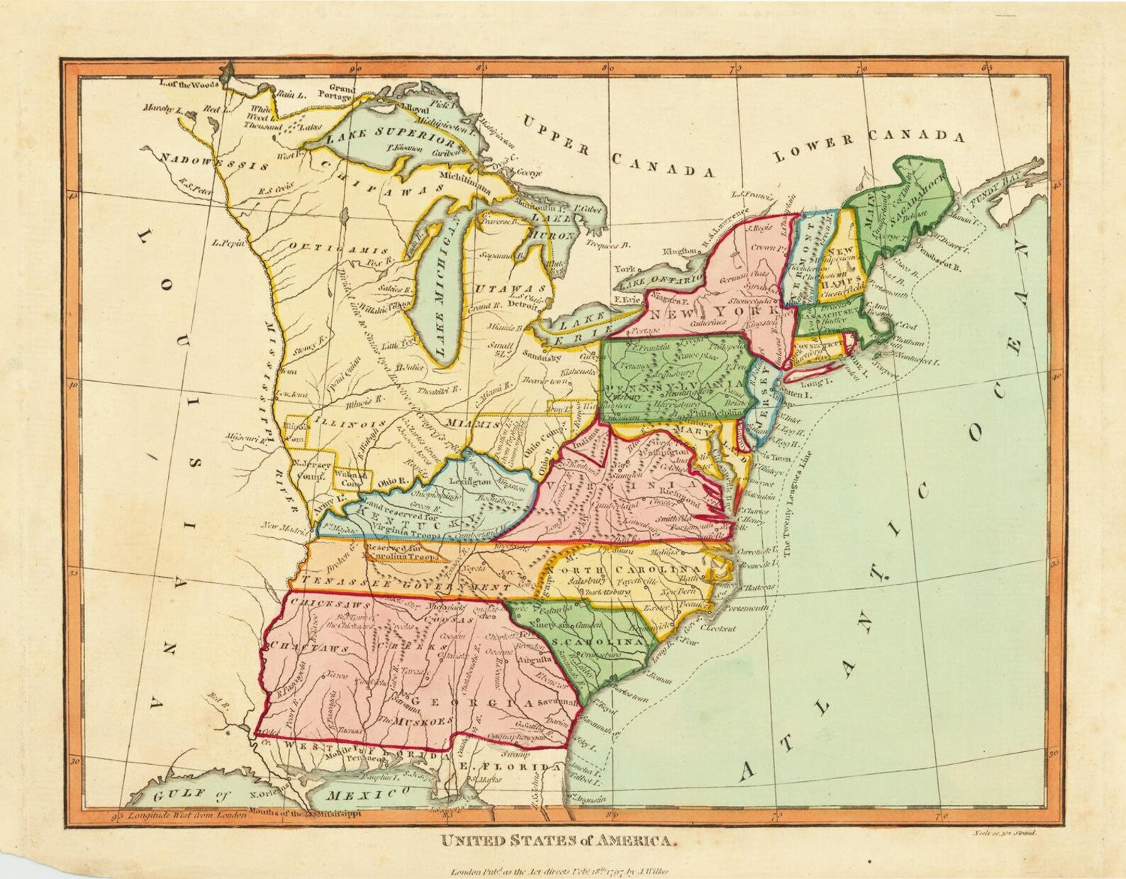 1797 Antique Map of United States East Coast: Fine Art Giclée Print - Etsy