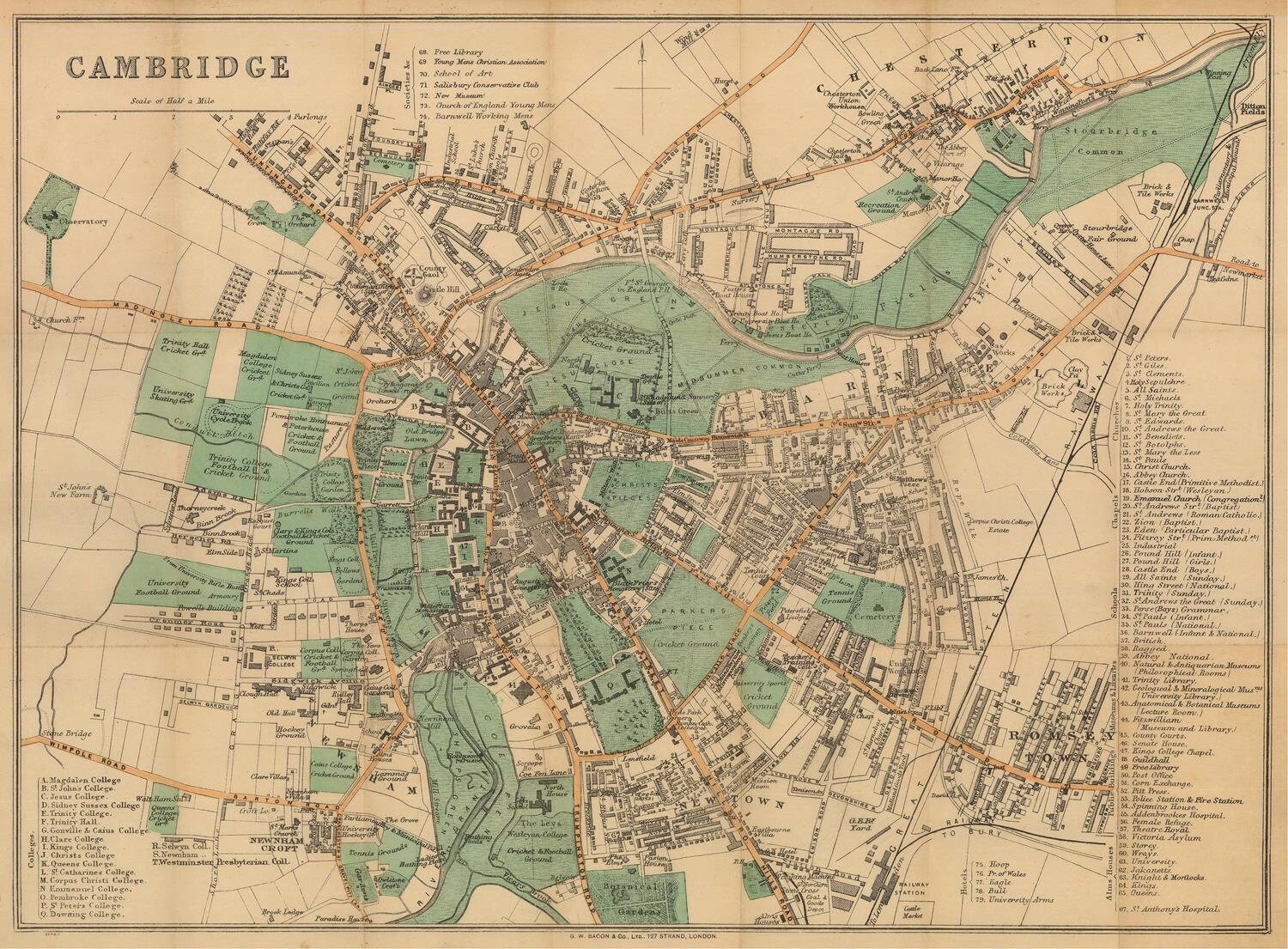 Old map of Cambridgecity plan1910rareantique mapUnited | Etsy