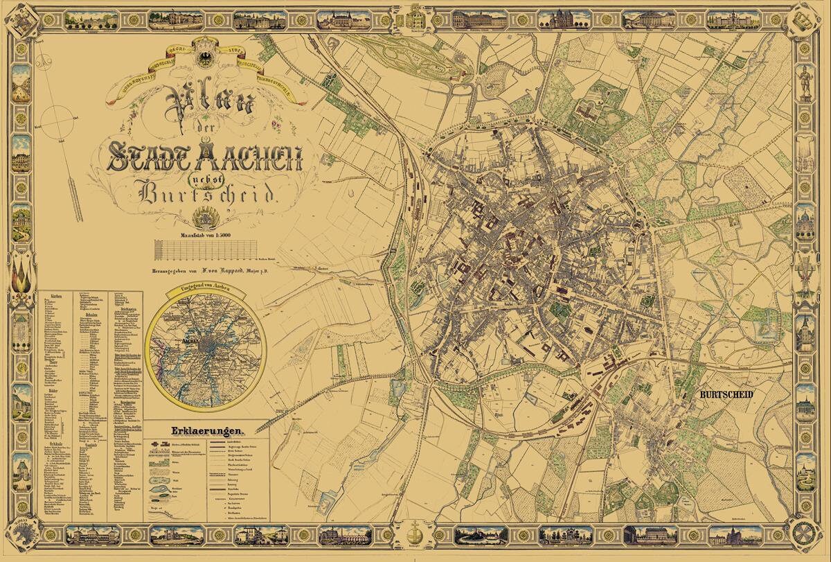 Aachen Germany Map Print: 1860 Antique Fine Art Reproduction - Etsy