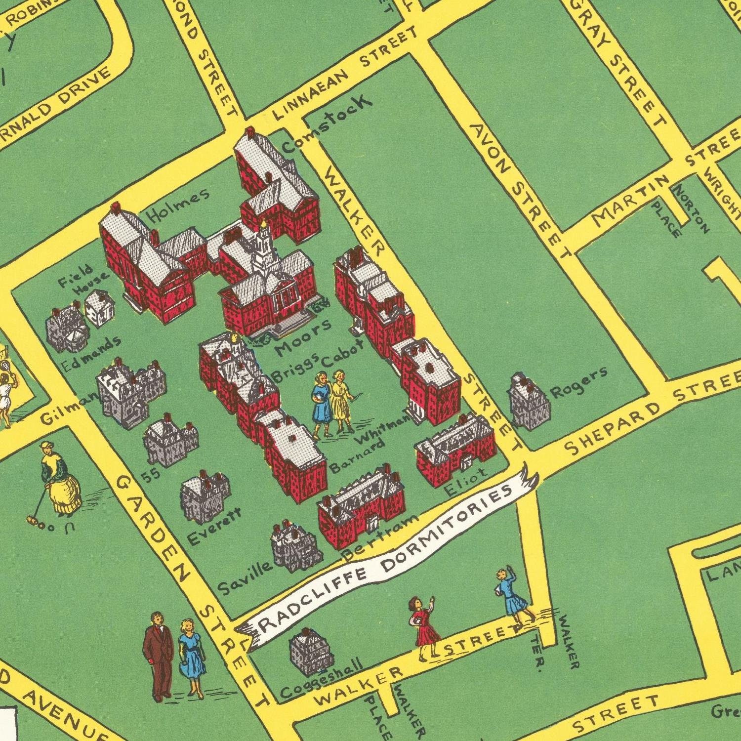 Old Pictorial Map of Harvard University Radcliffe College - Etsy