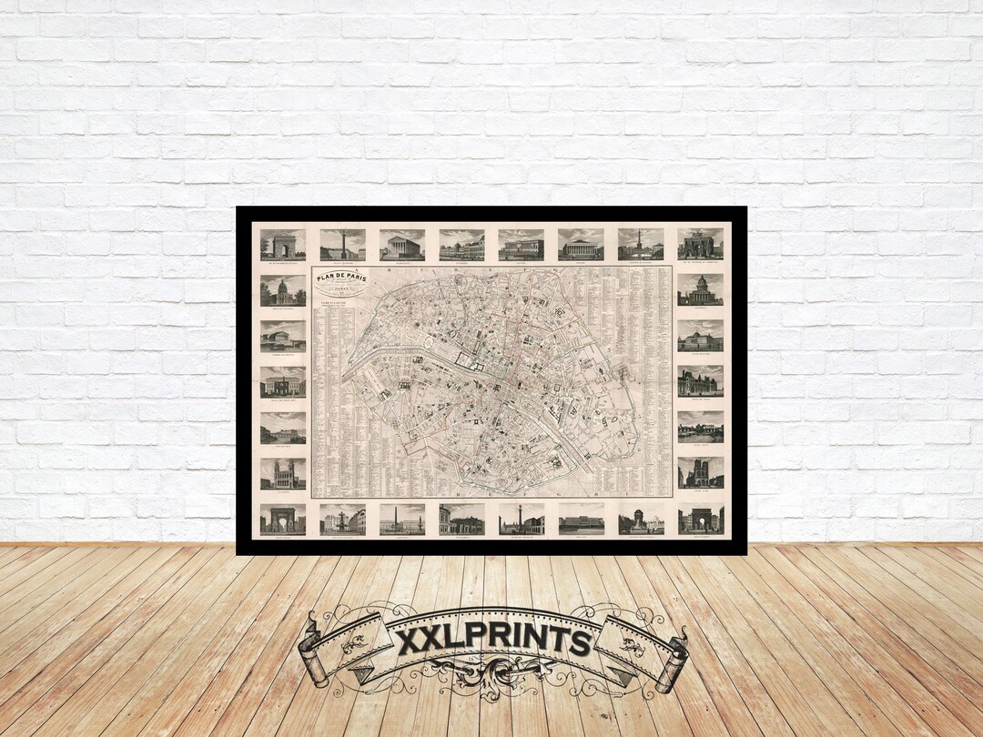 1843 Paris Map Print: Fine Art Reproduction, Oversize - Etsy UK