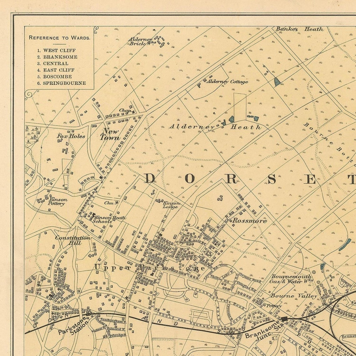Old Map of Bournemouthcity Plan1890rare Mapantique - Etsy