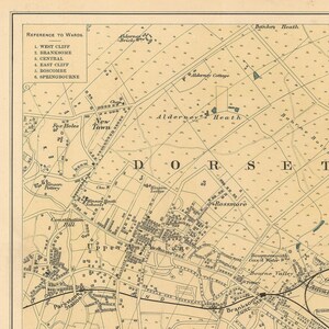 Old Map of Bournemouth,city Plan,1890,rare Map,antique Map,united ...