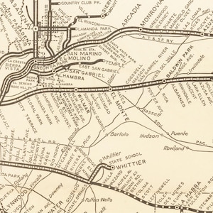 Old Map of Pacific Electric Railway,southern California,1912,fine ...