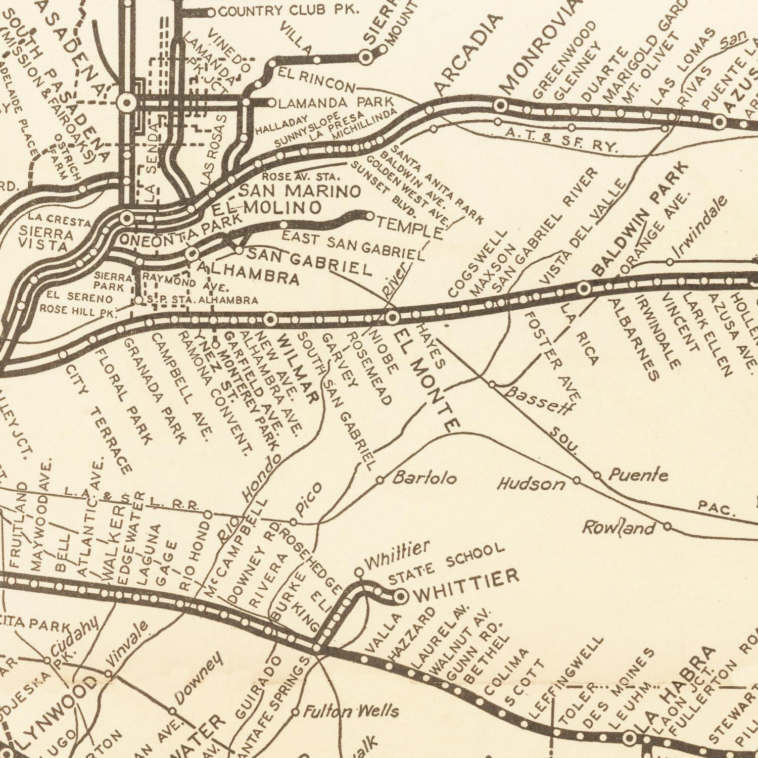 Old Map of Pacific Electric Railwaysouthern | Etsy