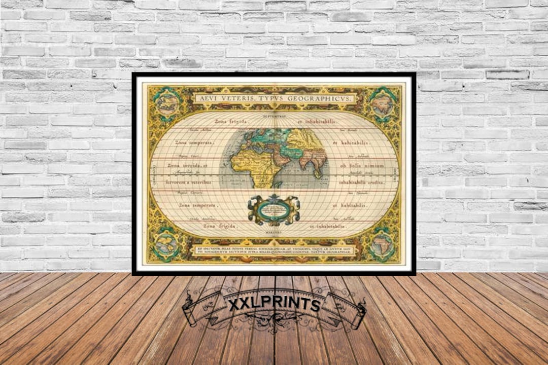1590 Ancient World Map Print: Fine Art Reproduction, Antique Decor - Etsy