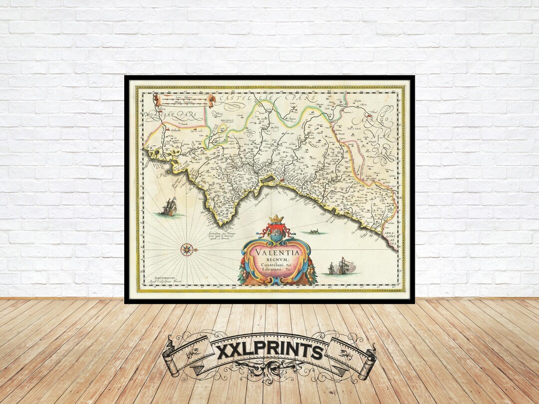 Valencia Spain Map Print: 1848 Fine Art Reproduction - Etsy