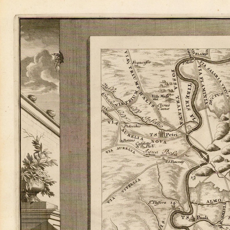 Antique Rome Map Print: 1704 Water Supply Viaduct - Etsy