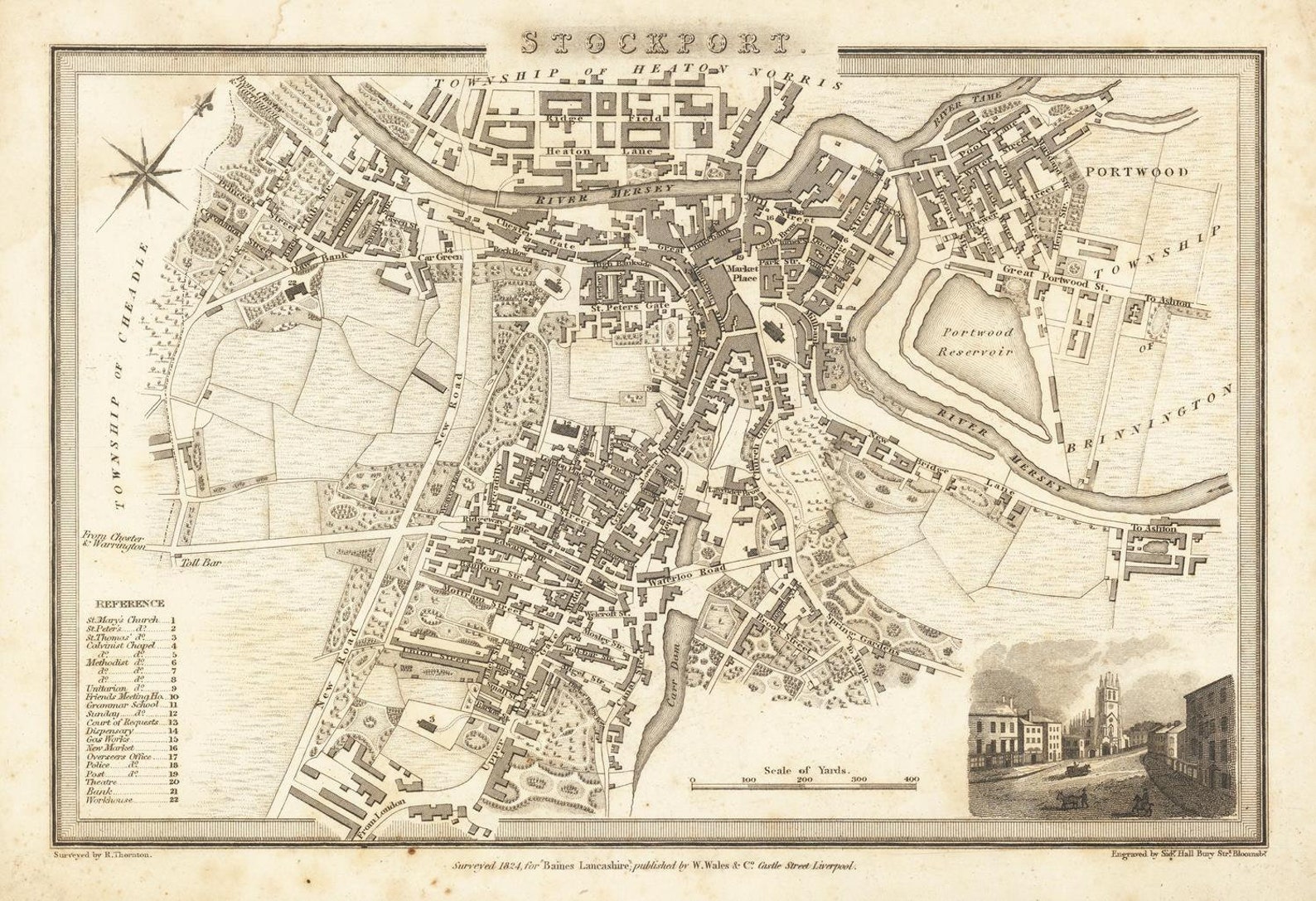 Stockport Map Print: 1824 Antique City Plan Reproduction - Etsy
