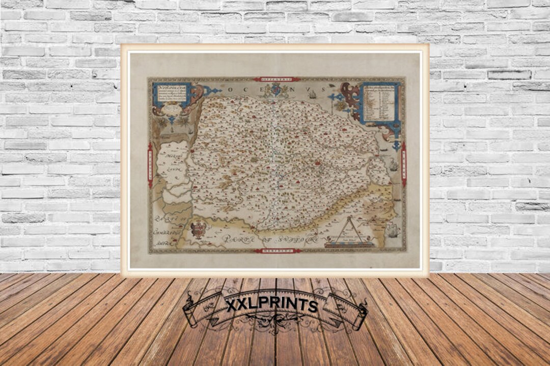 Antique Norfolk Map Print, 1574: Fine Art Reproduction - Etsy
