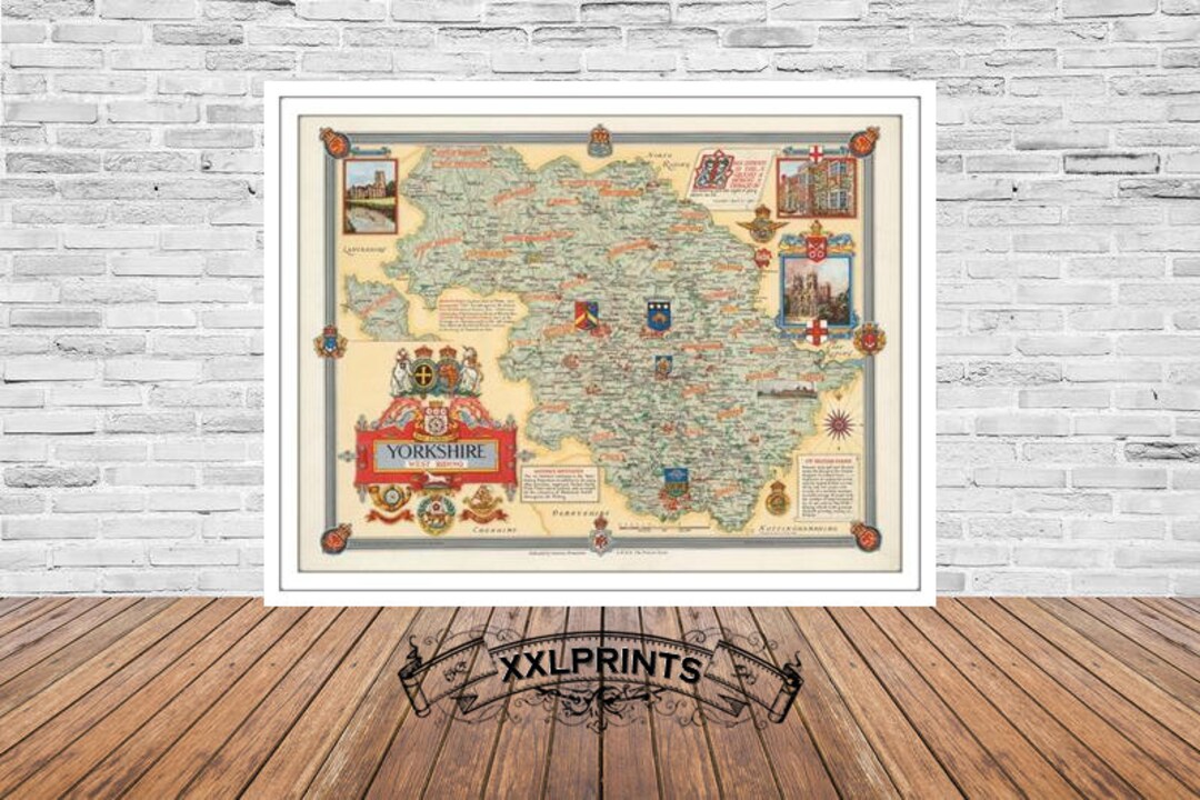 Yorkshire Map Print: 19th Century West Riding Pictorial Art - Etsy