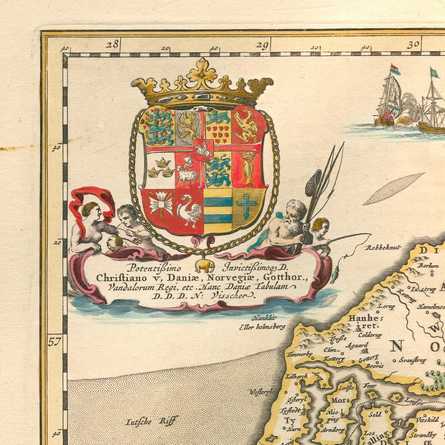 Ancient Map of Kingdom of Denmark 1650 Very Rare Map - Etsy
