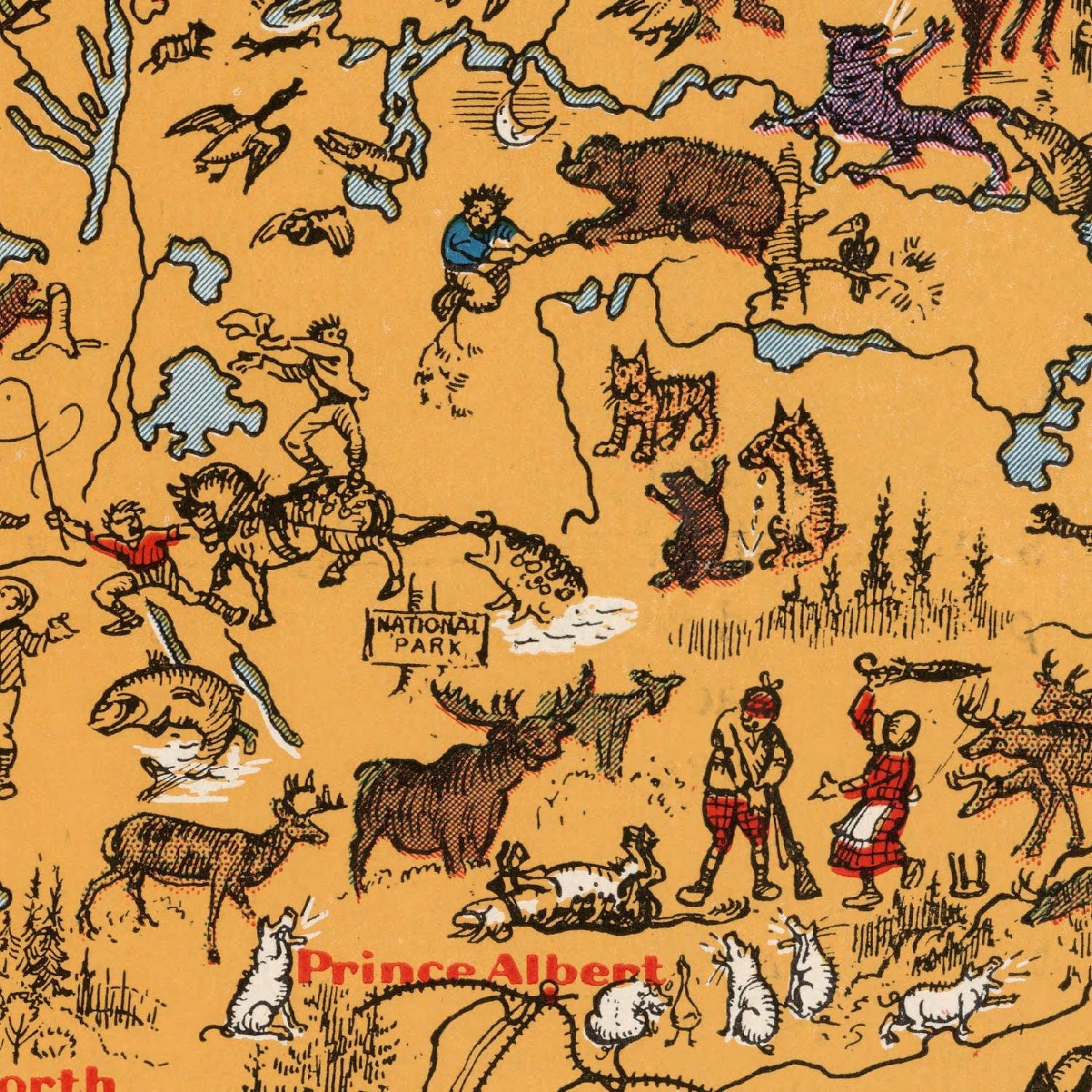 1929 Animated Map of Saskatchewan: Vintage Canada Province Art Print - Etsy