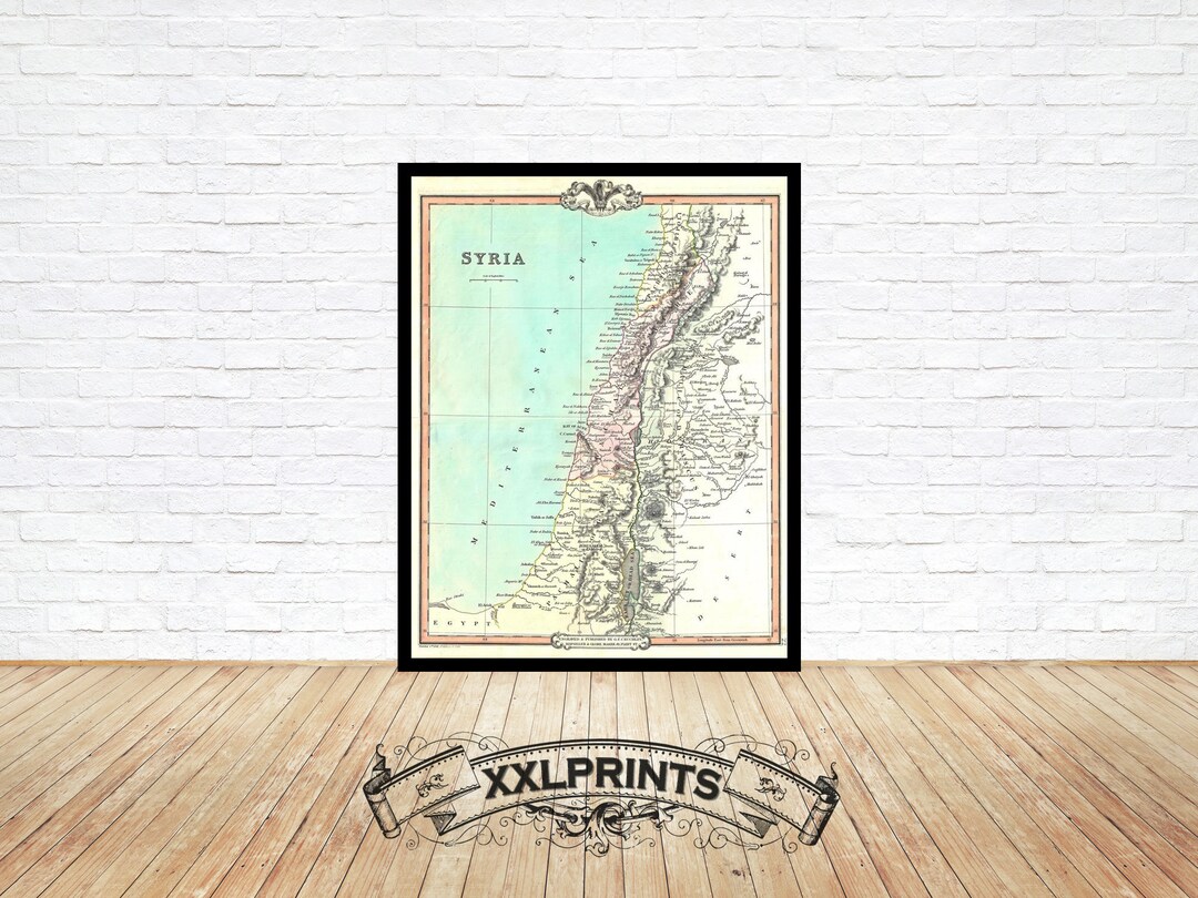 Old Map of Syria, 1850, Cruchley's Maps, Fine Reproduction, Fine Art ...