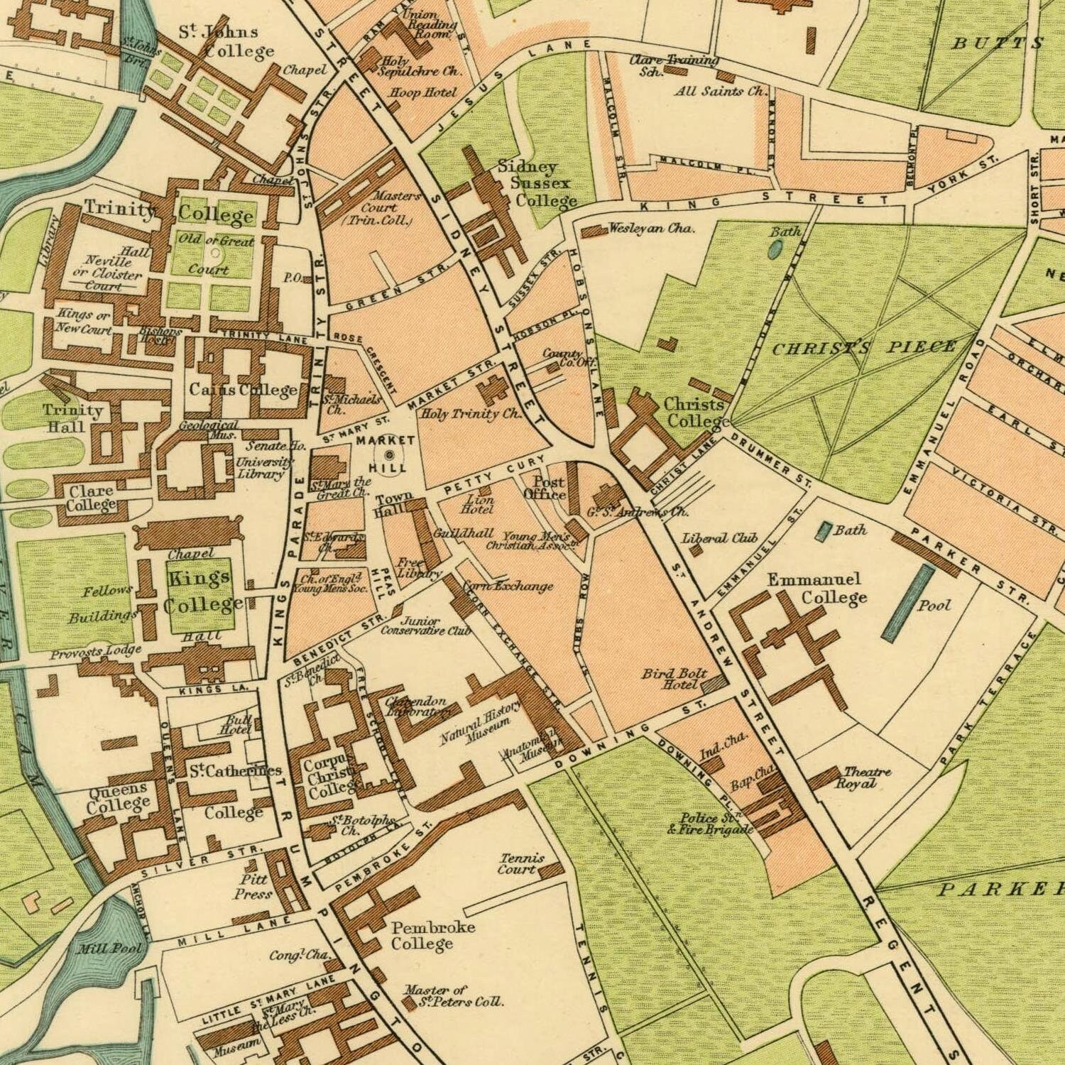 Old Map of Cambridge 1900 City Plan Antique Map United - Etsy