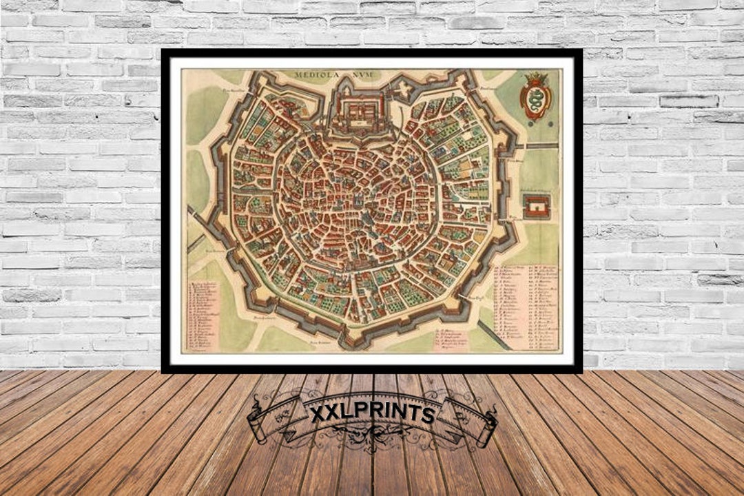 Milan Italy Map Print: 1636 Antique City Plan Reproduction - Etsy