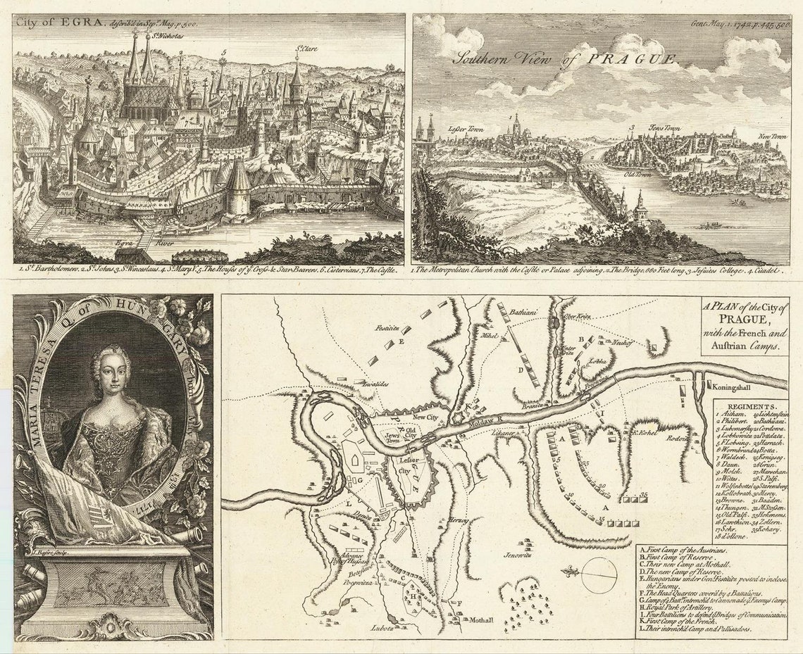 Antique Prague Map Print, 1742 City Plan, Fine Art Reproduction - Etsy