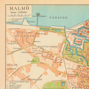 Malmo Map Print: 1933 Vintage City Plan, Fine Art Reproduction - Etsy
