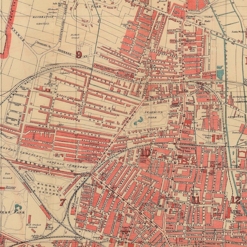 Antique Map of Hull 1890: Vintage City Plan Fine Art Print - Etsy