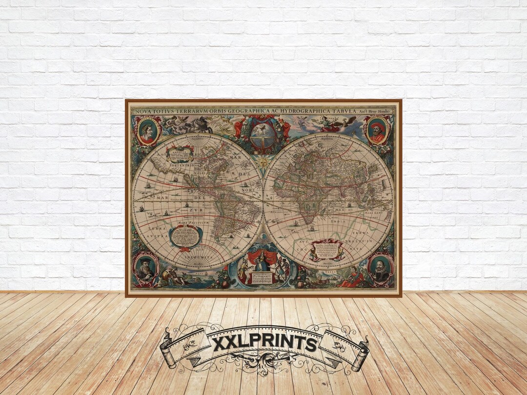 1641 Antique World Map: Fine Art Giclée Print - Etsy