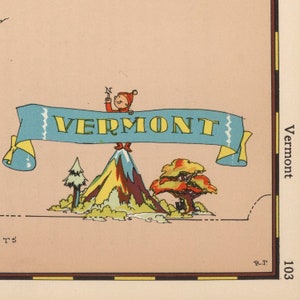 1935 Vermont Cartoon Map: Pictorial Fine Art Print - Etsy