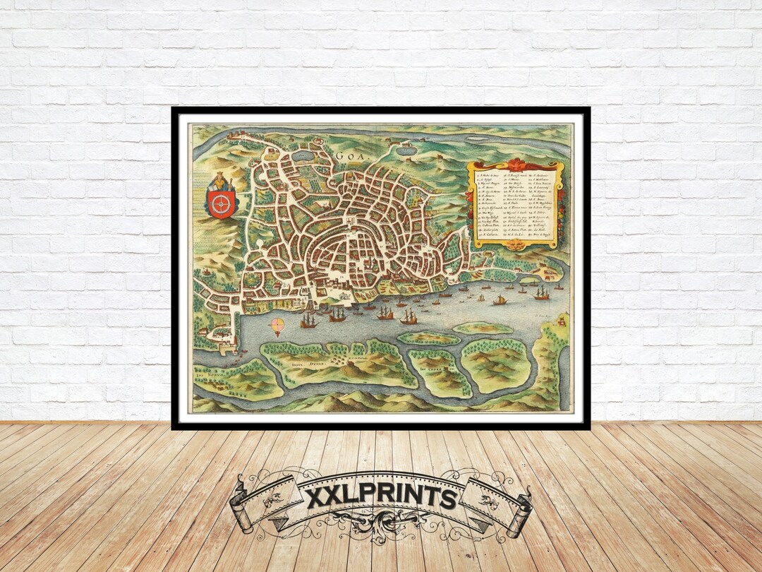 Goa India Map Print: 1650 Bird's Eye View, Antique Decor - Etsy